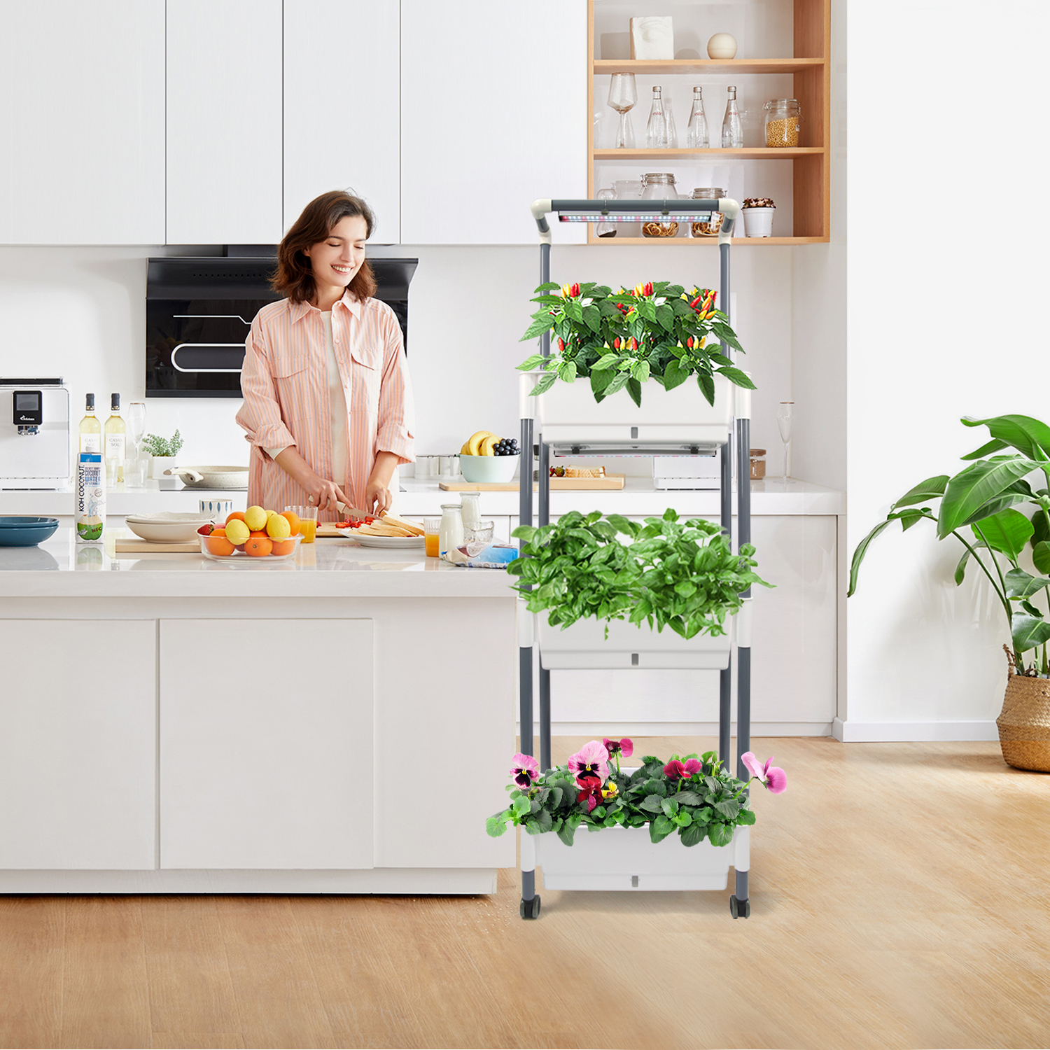 EDKFARM 3 Tier Raised Home Indoor Herb Planter Self Watering Pot ...