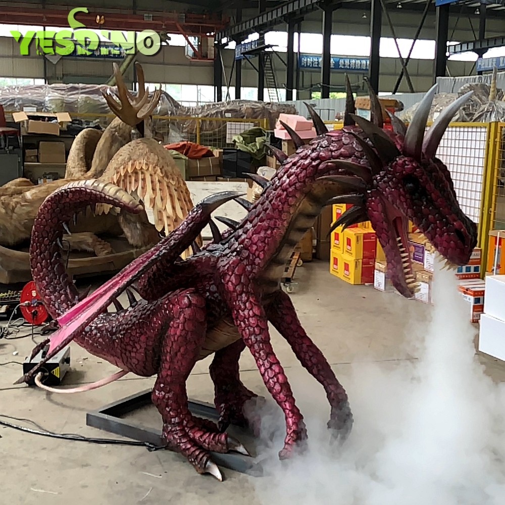 Smoke-Breathing Animatronic Western Dragon Model