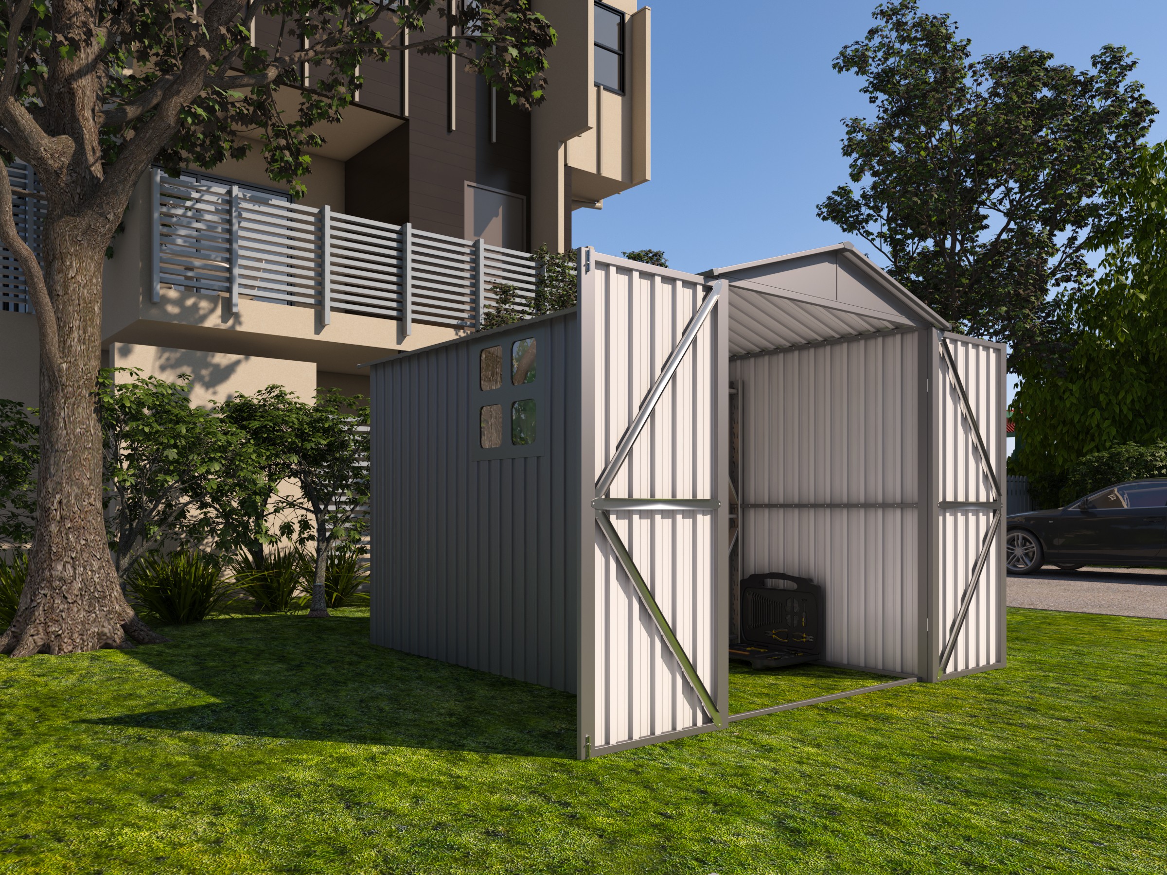 Motorcycle Outdoor Storage Shed With Window ,without tracks and ...