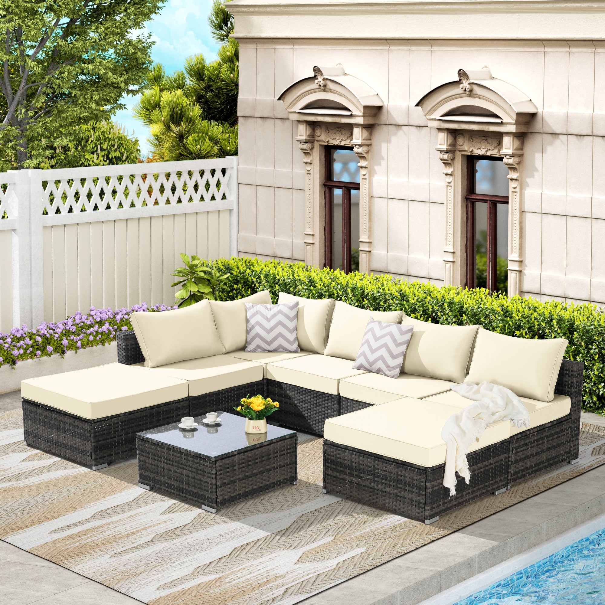 8 Pieces Outdoor Patio Sectional Sofa Couch,Wicker Furniture ...