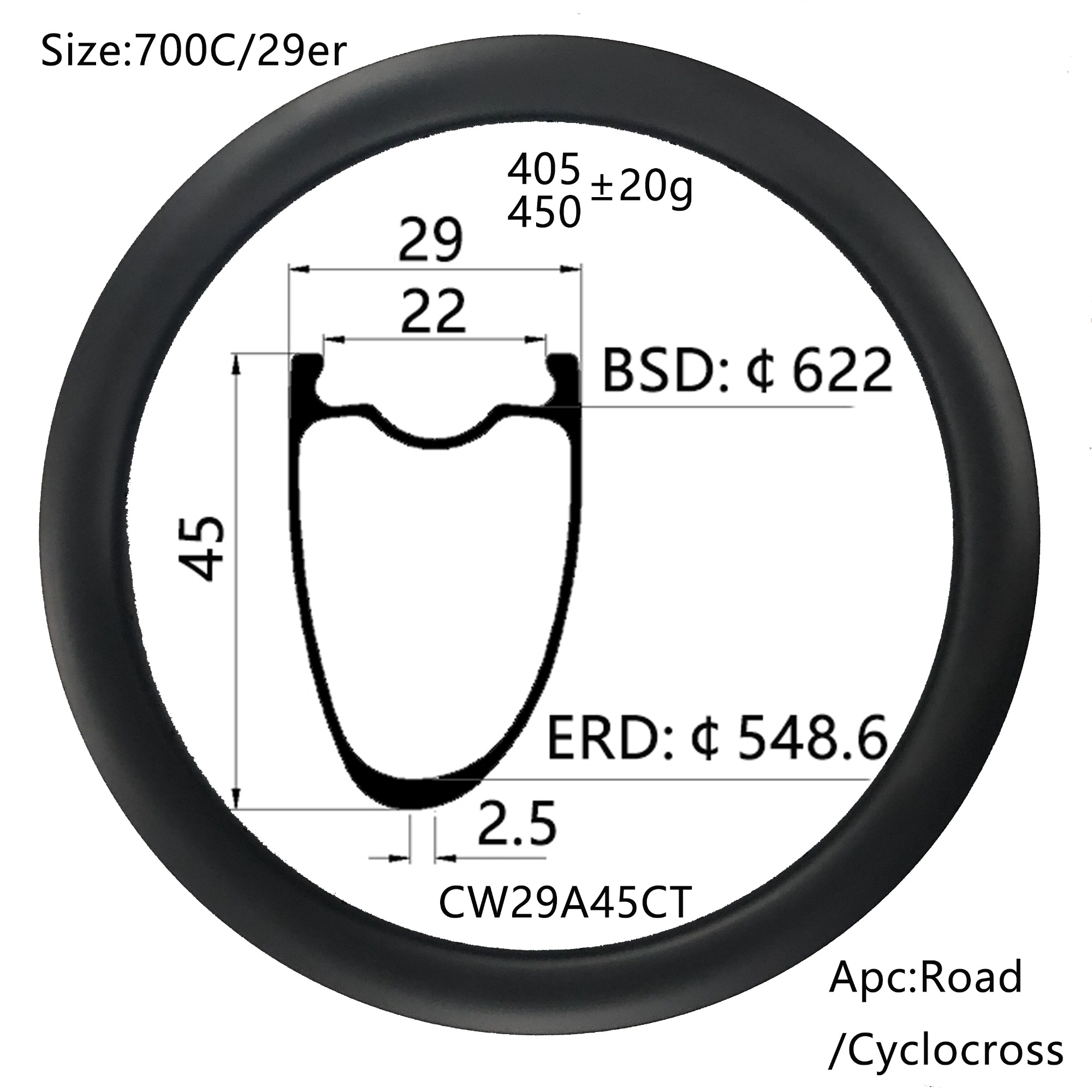|CW29A45CT| 700C/29er gravel cycles carbon rims UD/3K/12K/twill weave ...