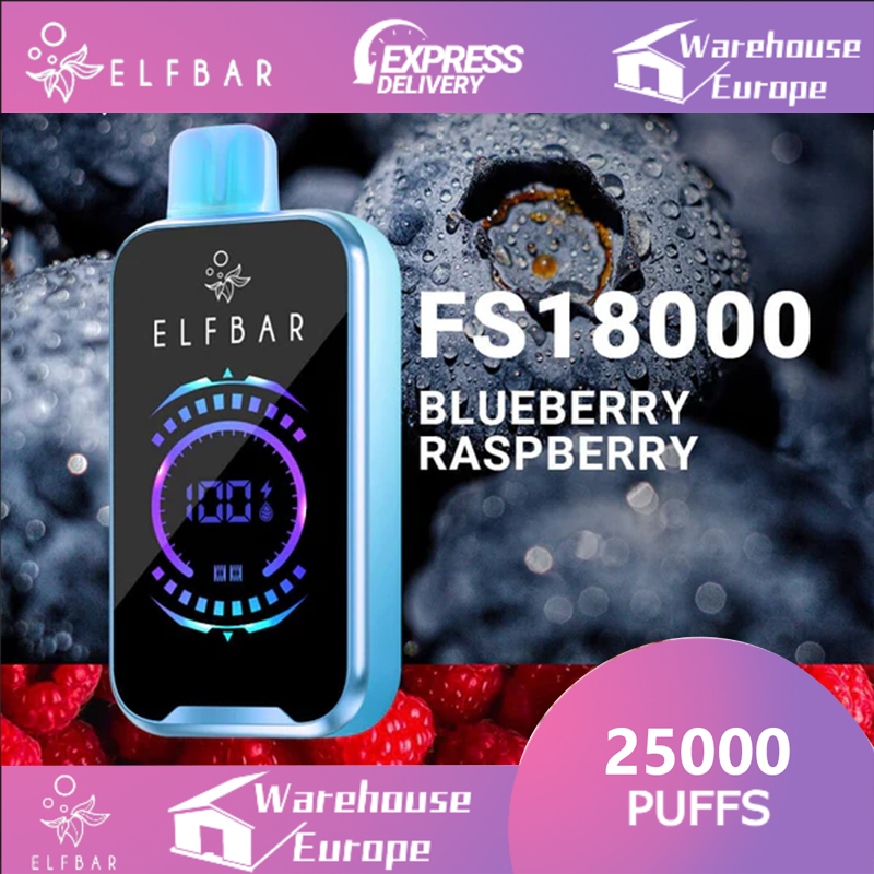 Blueberry Raspberry ELF BAR FS18000: 50mg Nicotine, 22ml E-liquid