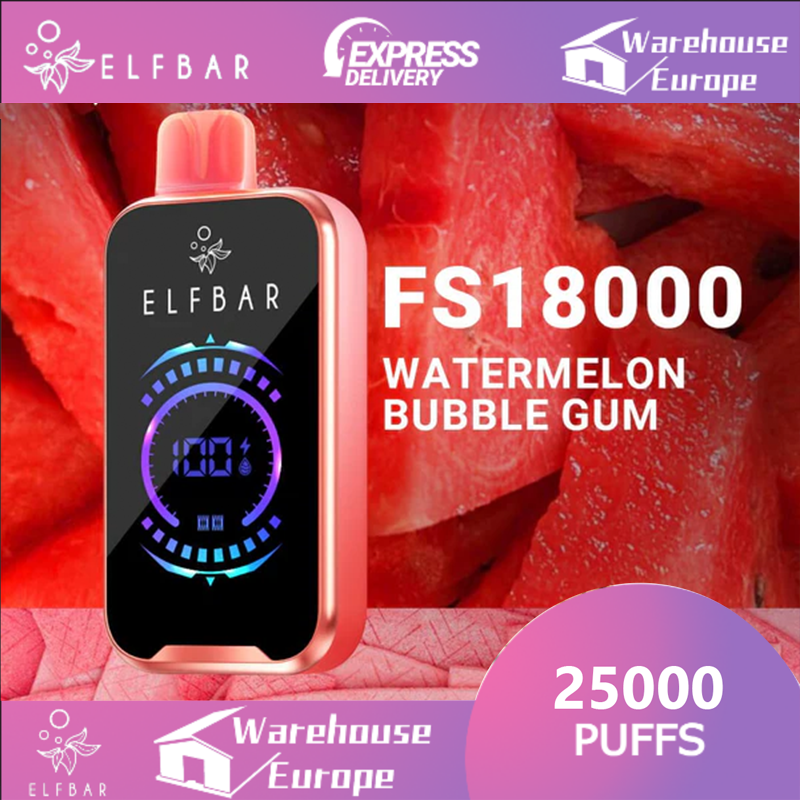 Watermelon Bubble Gum ELF BAR FS18000: 50mg Nicotine, 22ml E-liquid