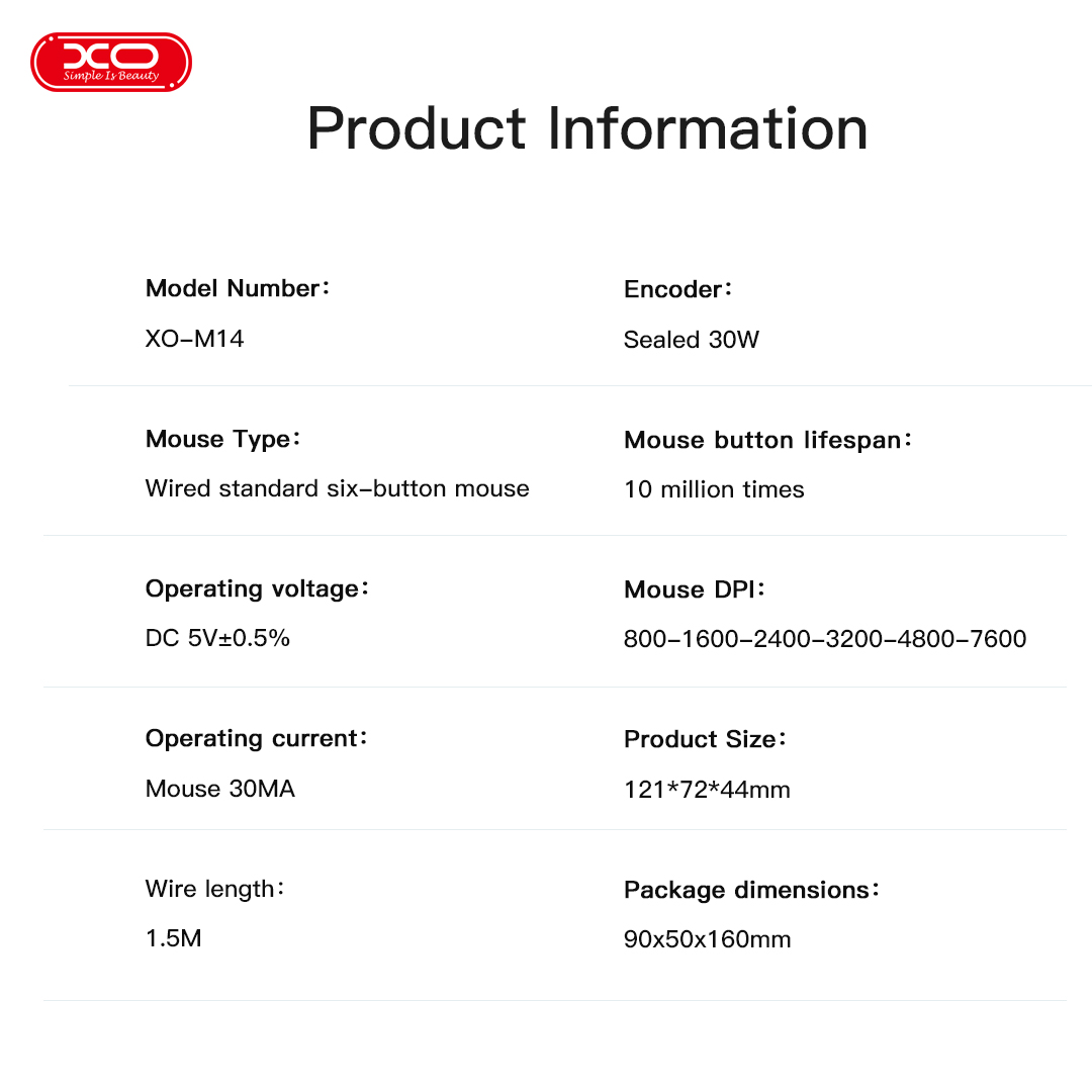 M14 Wired Six-Button Backlit Gaming Mouse