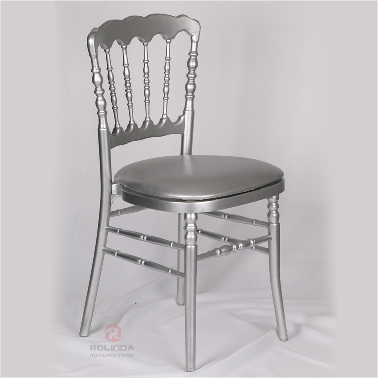 Silver black stackable French vintage wood Napoleon chair