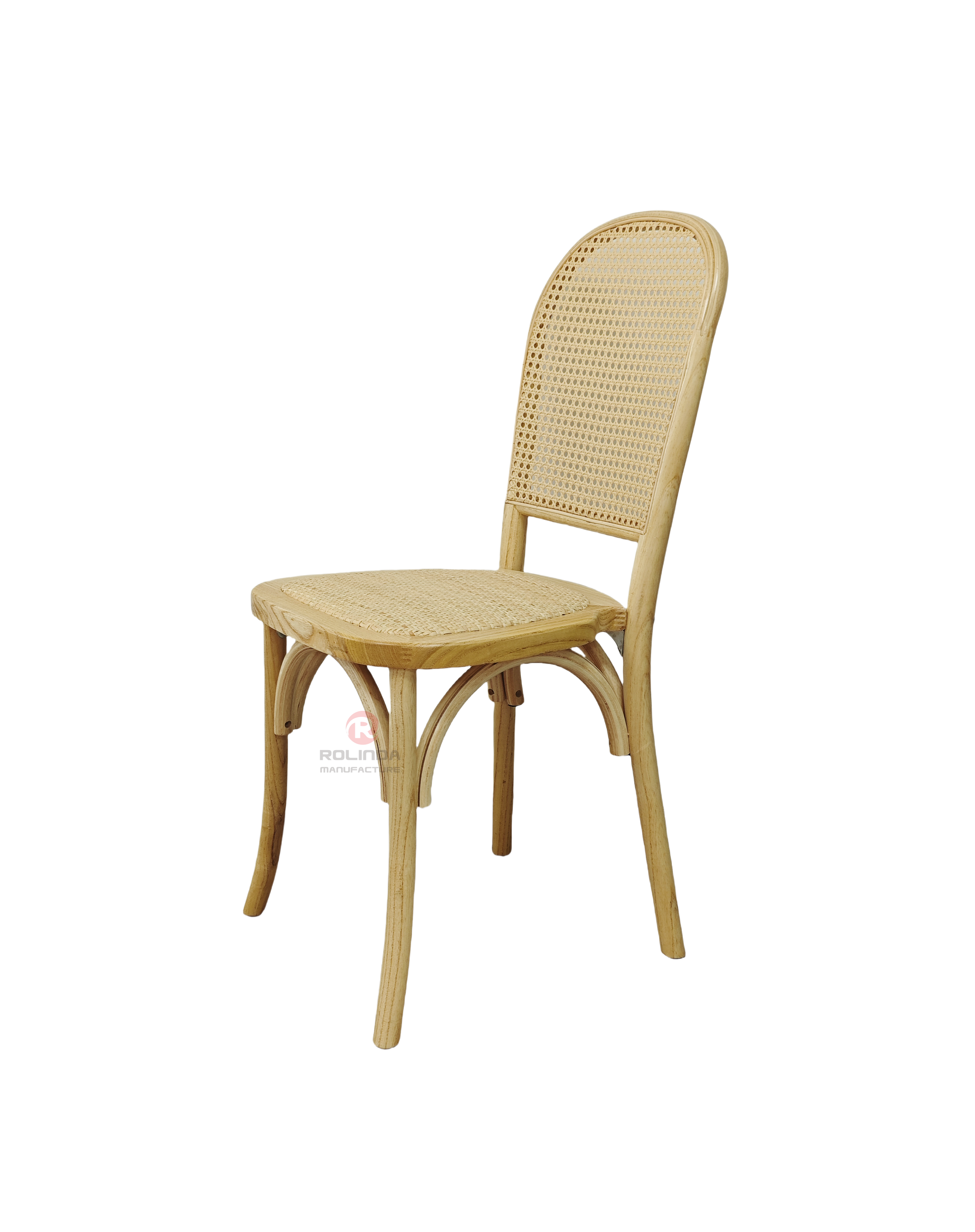 Original wood color tavern solid wood frame rattan chair