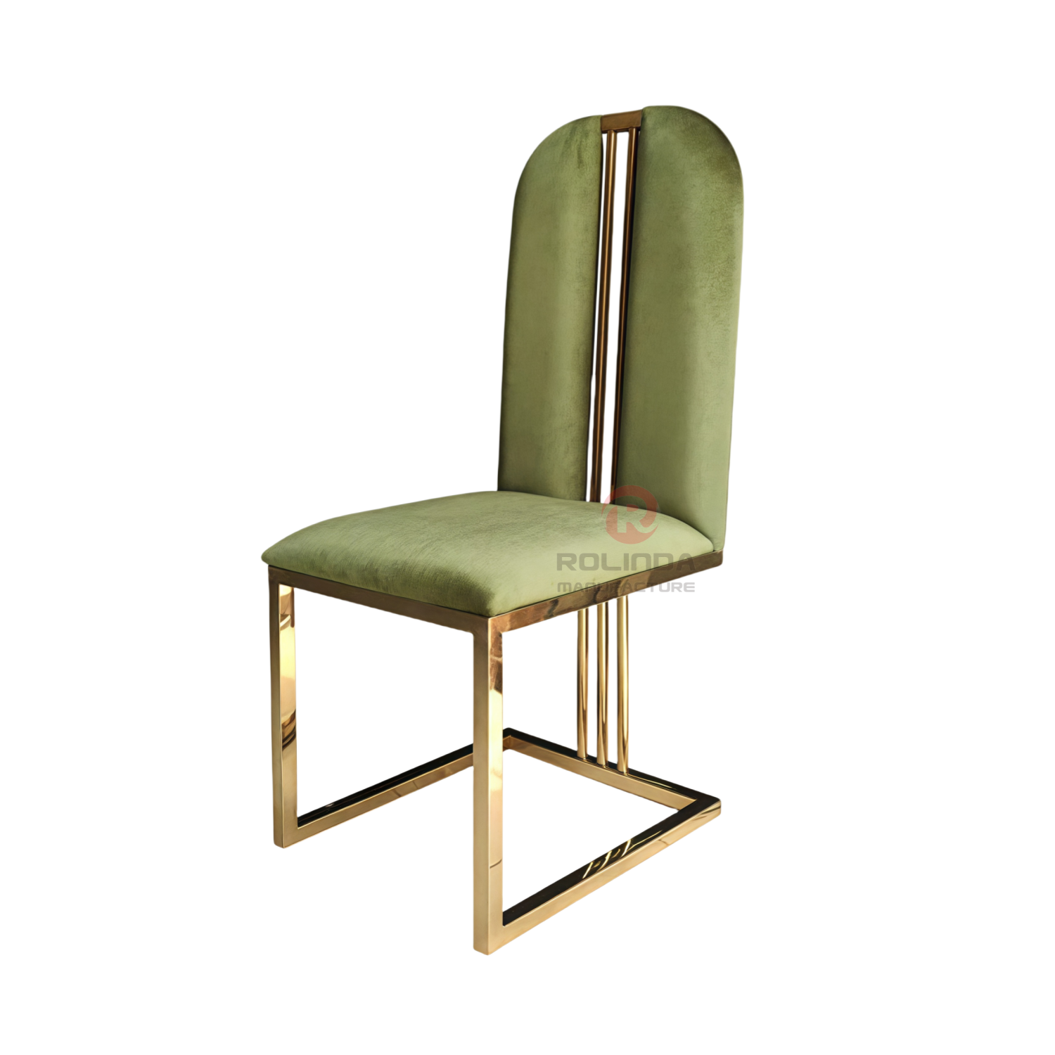 Green velvet L-shaped high back luxury hotel lounge stainless steel chair