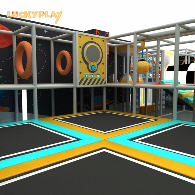 Space Themed Trampoline Slide Ball Pool Indoor Playground for Kids