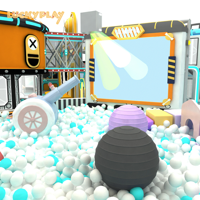 Space Themed Trampoline Slide Ball Pool Indoor Playground for Kids
