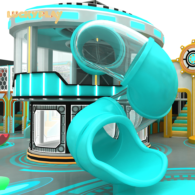 Space Themed Trampoline Slide Ball Pool Indoor Playground for Kids