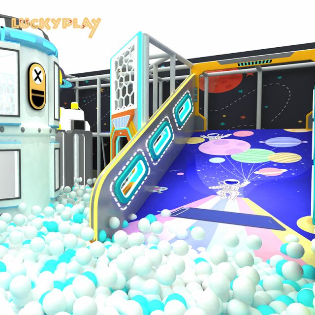 Space Themed Trampoline Slide Ball Pool Indoor Playground for Kids