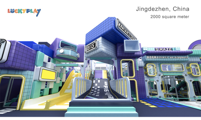 Custom Children's Indoor Playground with Building Blocks and Soft Play ...