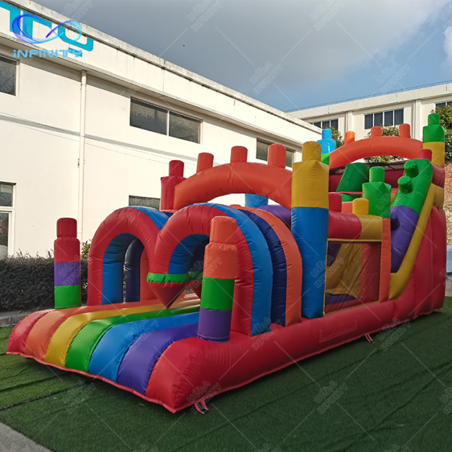Colorful Funny Inflatable Obstacle Course Inflatable Slide Combo ...