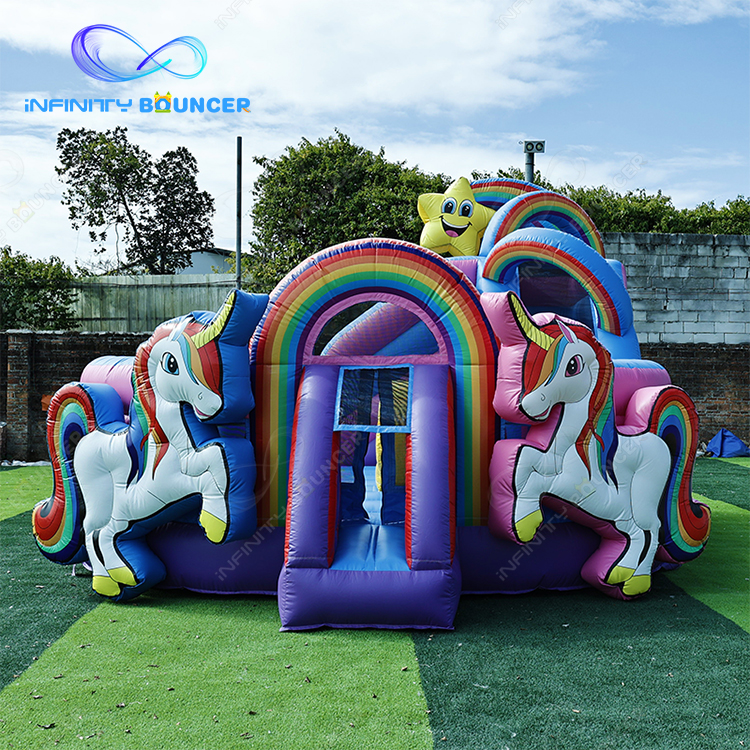 Outdoor Inflatable Unicorn Bouncy Castle With Slide Combo