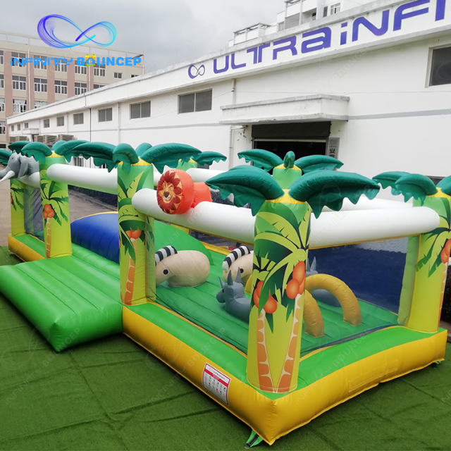 Jungle Animal Theme Inflatable Jumping Castle Combo