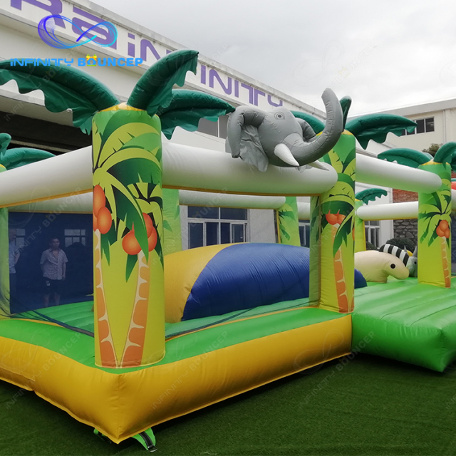 Jungle Animal Theme Inflatable Jumping Castle Combo