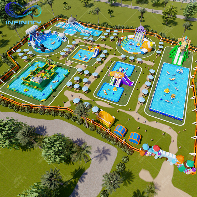 Customize Design Inflatable Land Water Park Pool Slide