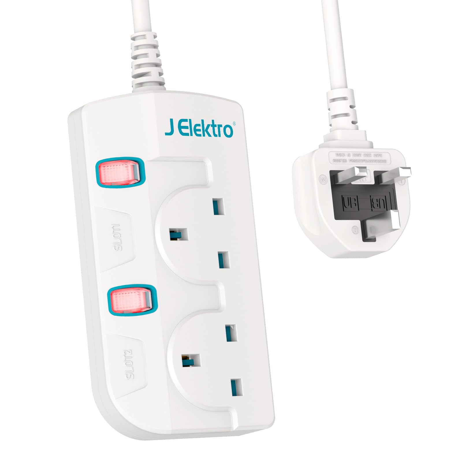 Extension Lead, J Elektro 2 Way Power Socket with Individual Swithes ...