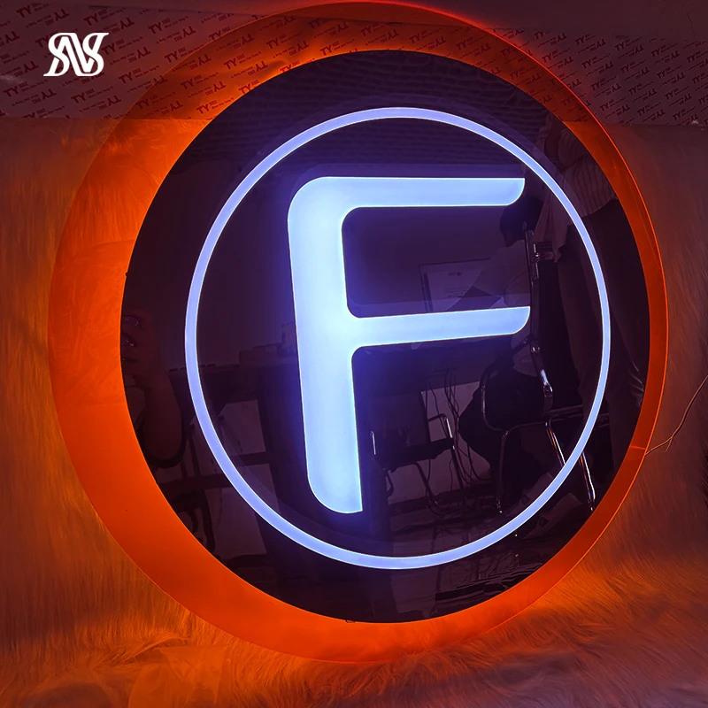 Led Electronic Signs 3d Acrylic logo Custom Led Round Backlight Sign Neon Light Signs