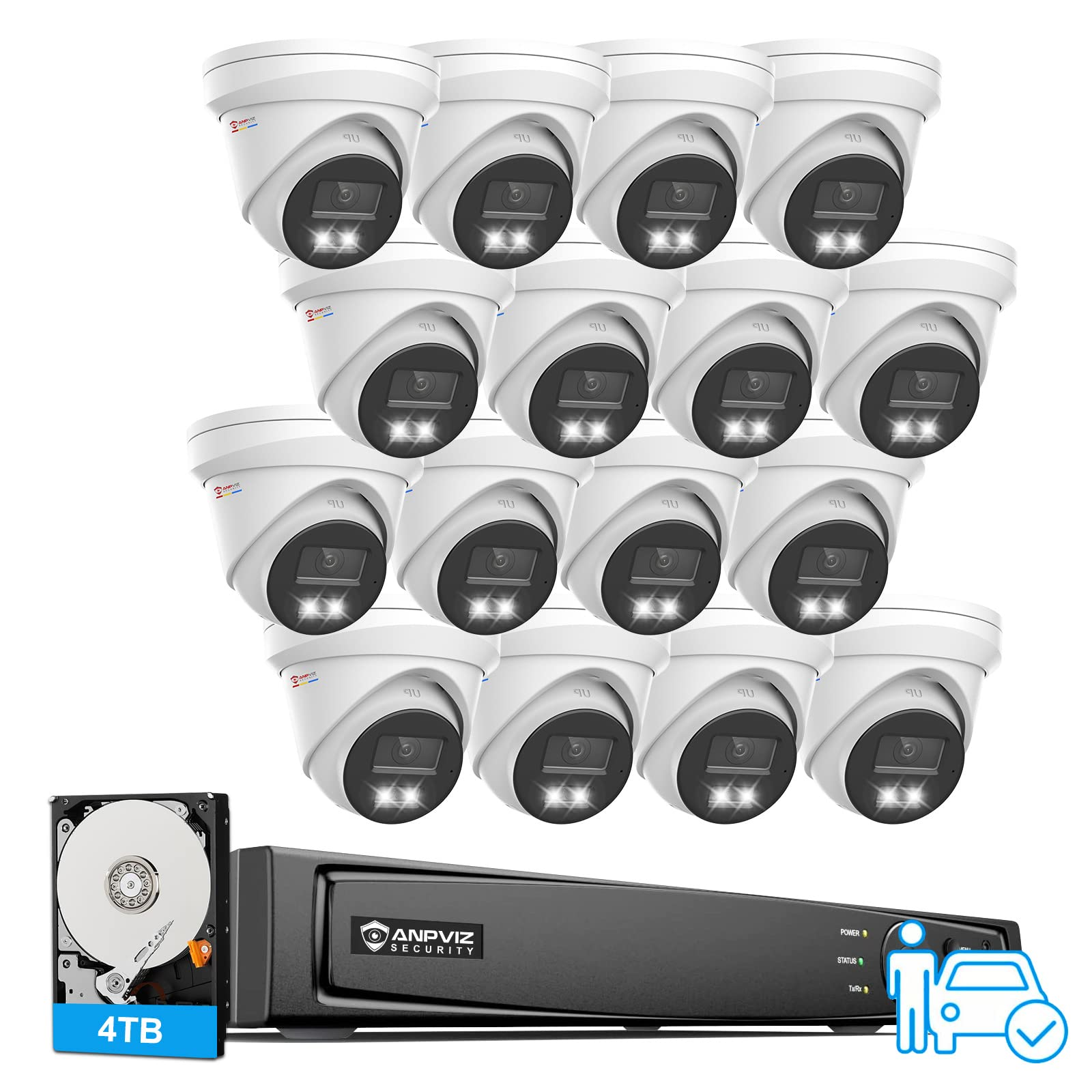 Anpviz 16CH PoE Security Camera System with AI Human/Vehicle Detection ...