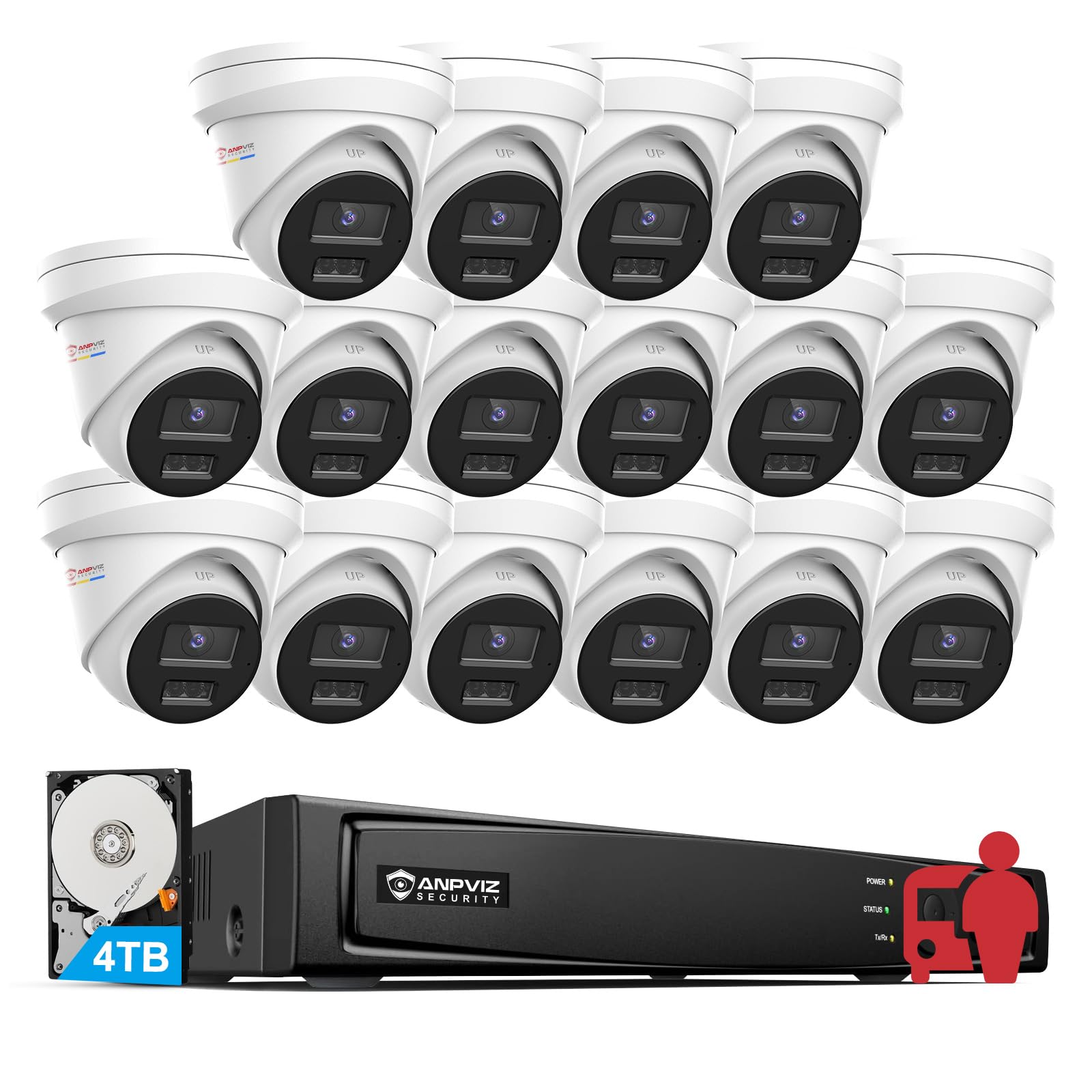 Anpviz 16CH 4K PoE Security Camera System Commercial, 16pcs H.265 ...