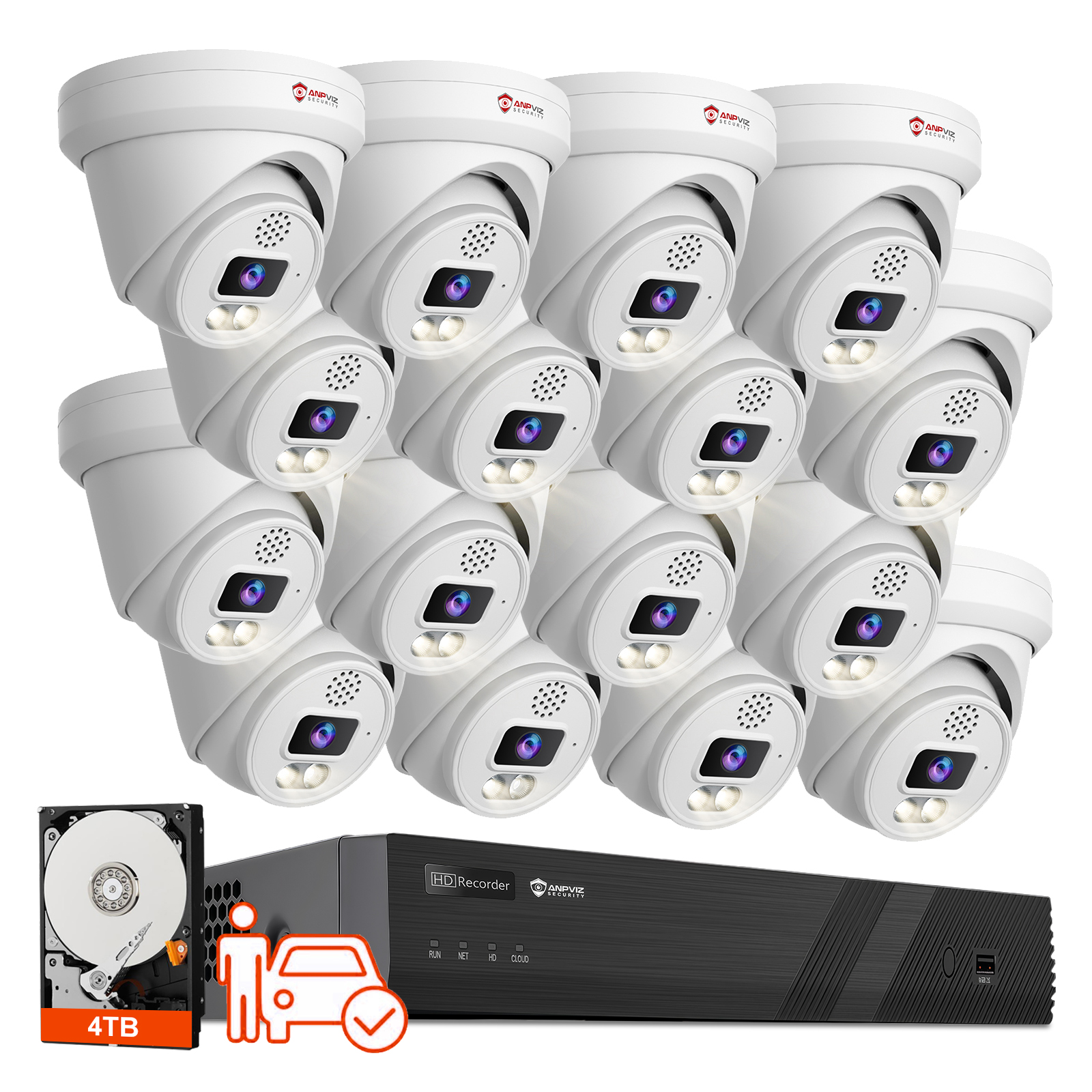 Anpviz 16CH PoE Security Camera System with Two-Way Audio, 16pcs Wired 6MP PoE IP Camera with ...