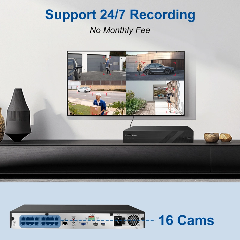 Anpviz 4K 16CH PoE NVR Network Video Recorder Pre-Installed 4TB HDD, 16CH H.265 NVR Support 8MP ...