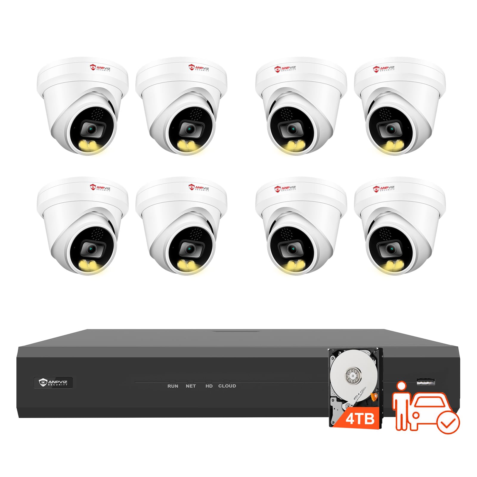 Anpviz 16CH 4K PoE Security Camera System, 8pcs 8MP Wired PoE Cameras with Two Way Audio, 100ft ...
