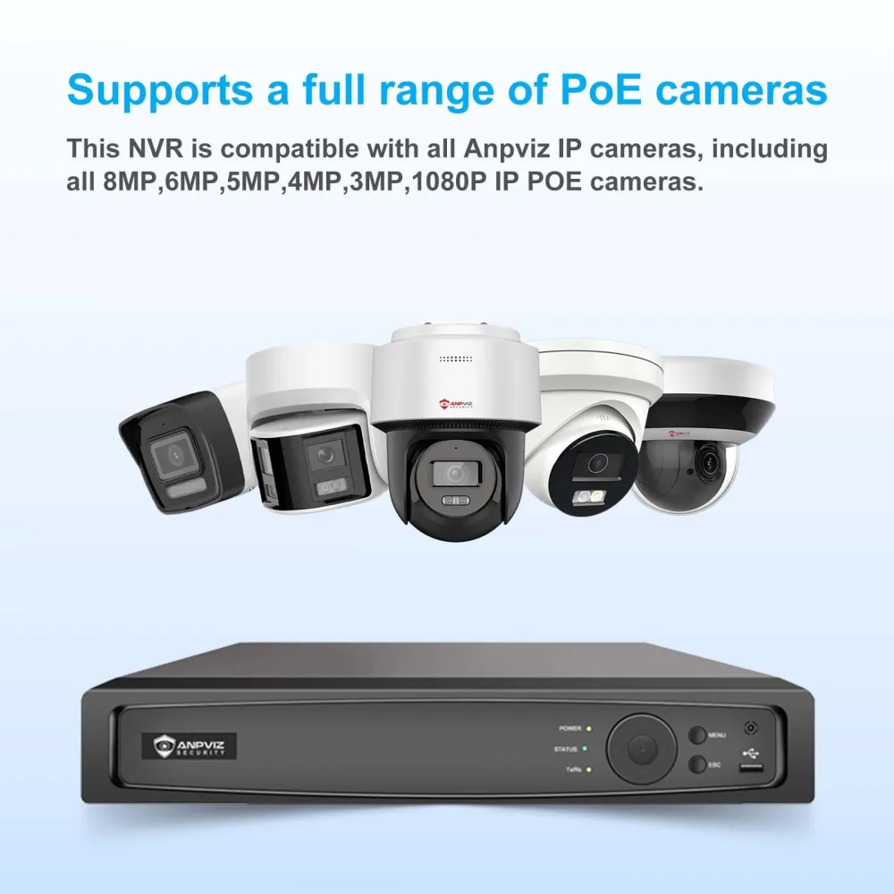 USA Only Anpviz 12MP 16CH POE NVR H.265+ Network Video Recorder for ...