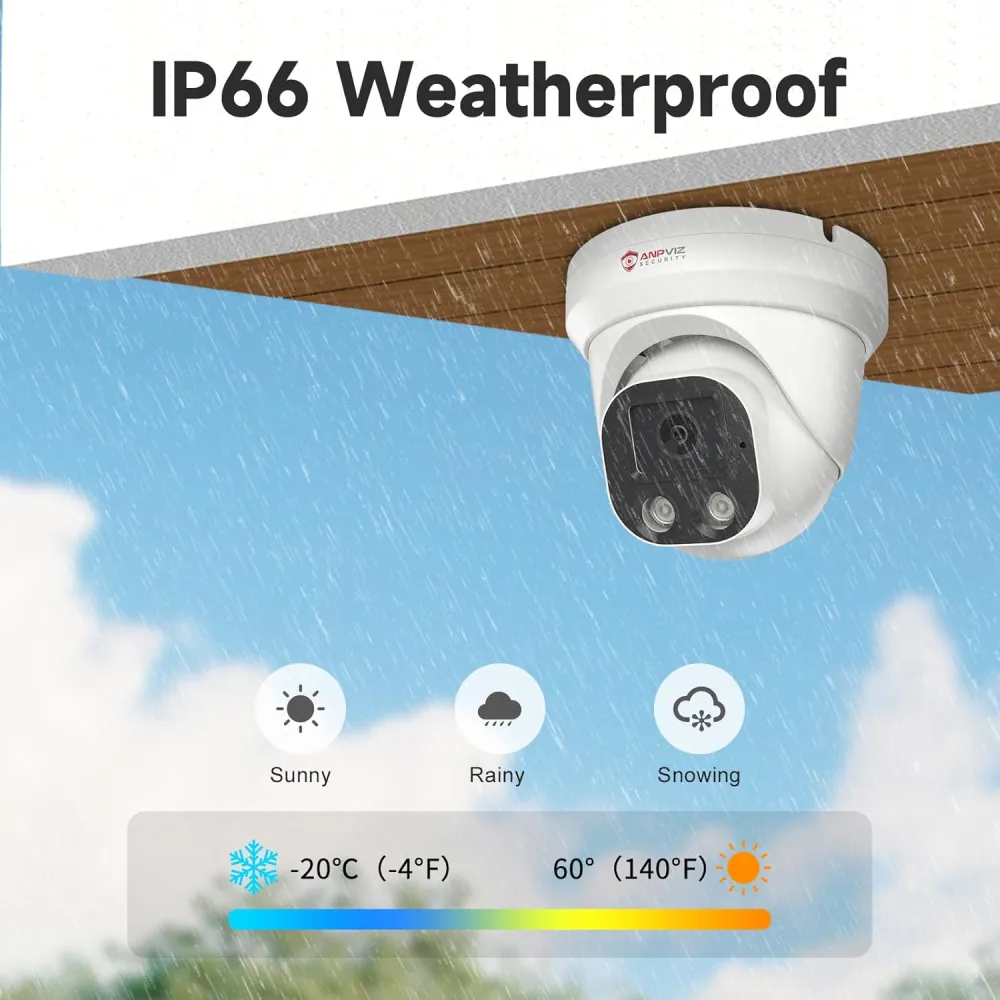 USA Only 2PCS Anpviz 4K PoE IP Camera, 8MP Turret Security IP Camera ...