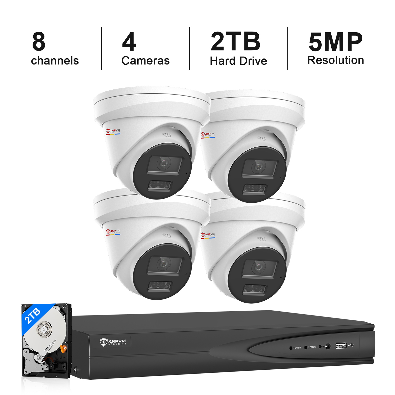 USA Only 8CH PoE Security Camera System with 2TB HDD, 12MP NVR with ...