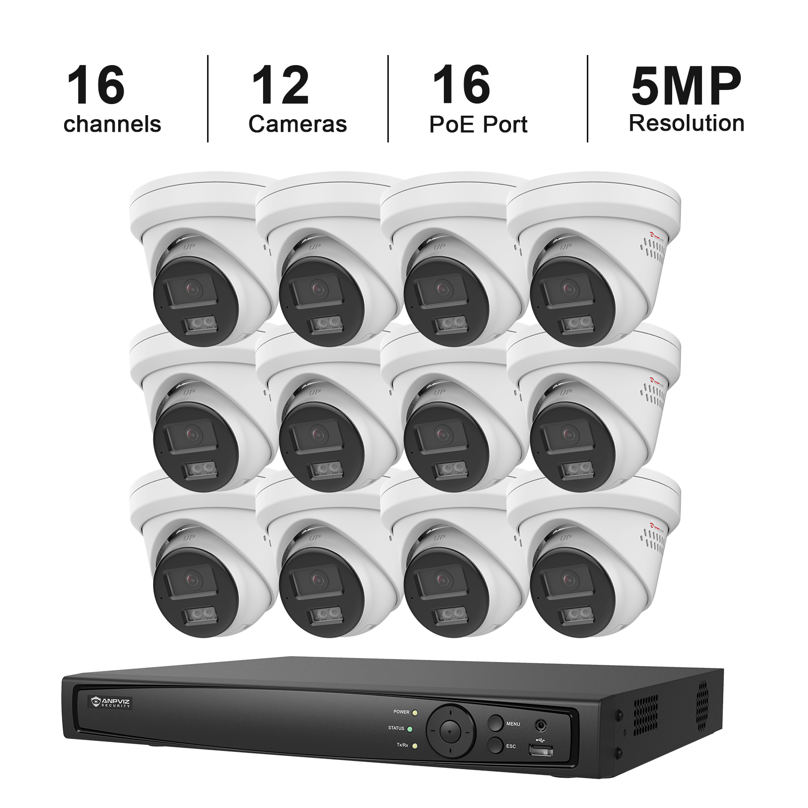 USA Only Anpviz 5MP 16CH Security POE Camera Kit, 12PCS 5MP Metal ...