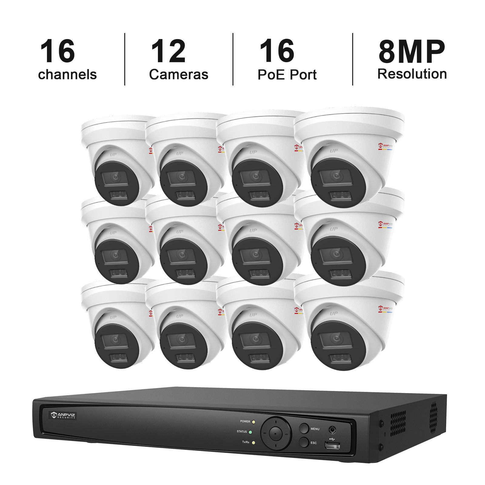 USA Only Anpviz 16CH PoE Security Camera Solution with 12MP NVR for 24/ ...