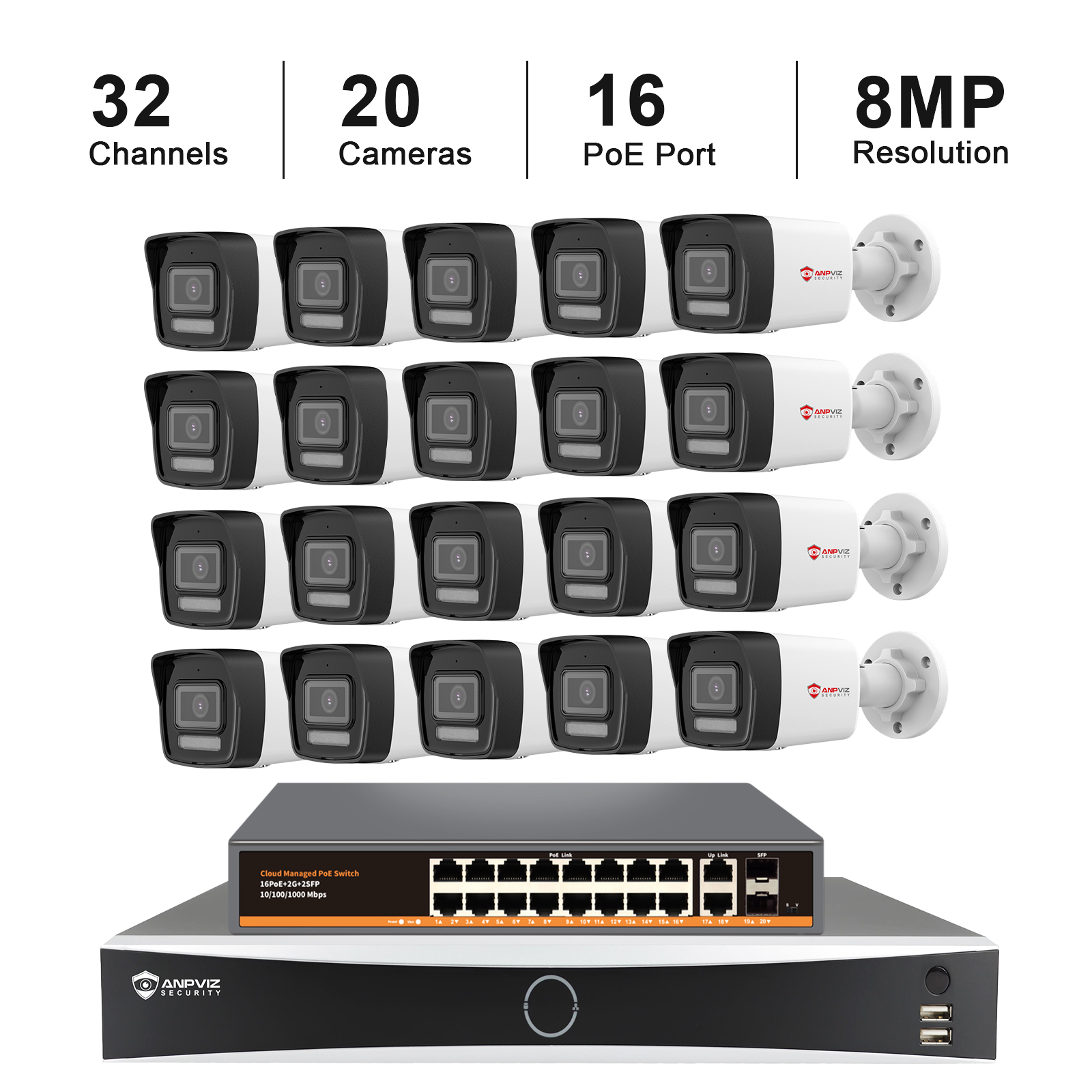 USA Only 8MP 20PCS POE Security Camera Kit, 32channels 12MP NVR with ...