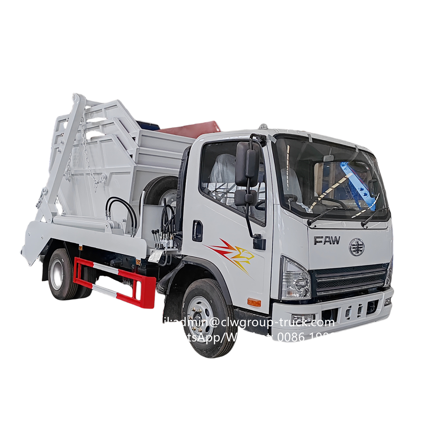 FAW 5tons skip bin container detachable garbage truck skip loader