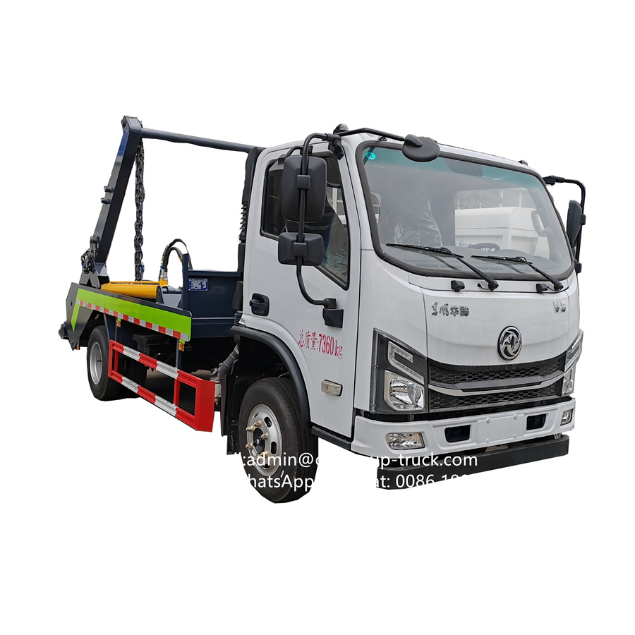 Dongfeng 6 tons skip lift swing arm skip loader dumper garbage truck