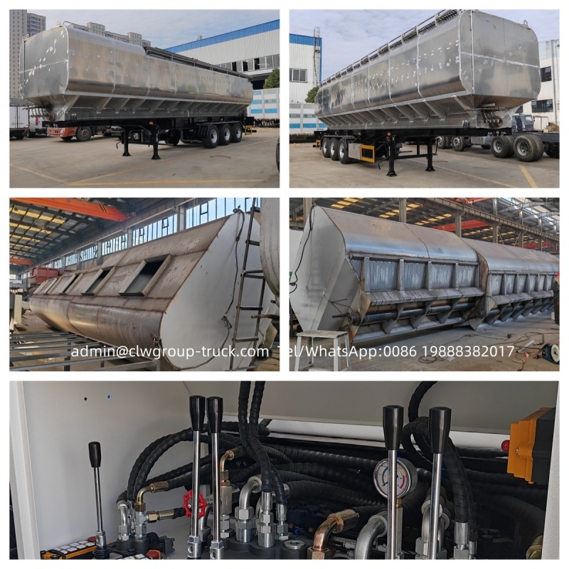 30tons 60m3 silo grain auger bulk chicken bulk feed body trailer