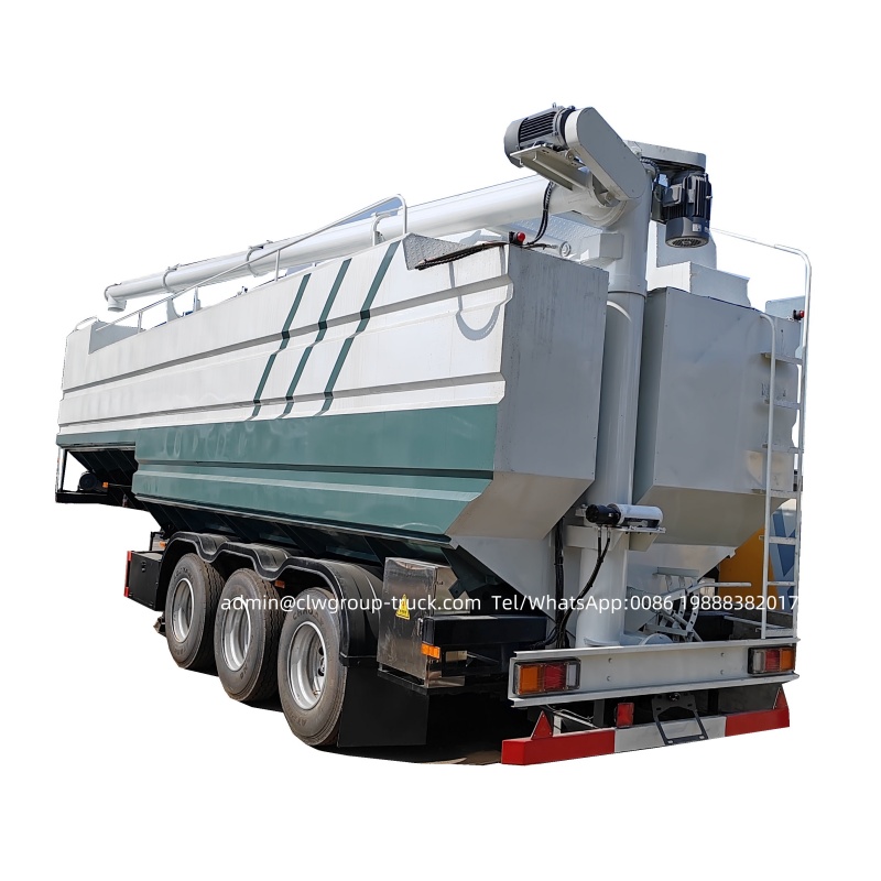 Sino bulk 3 axles 62m3 animal feed bulker semi trailer with auger