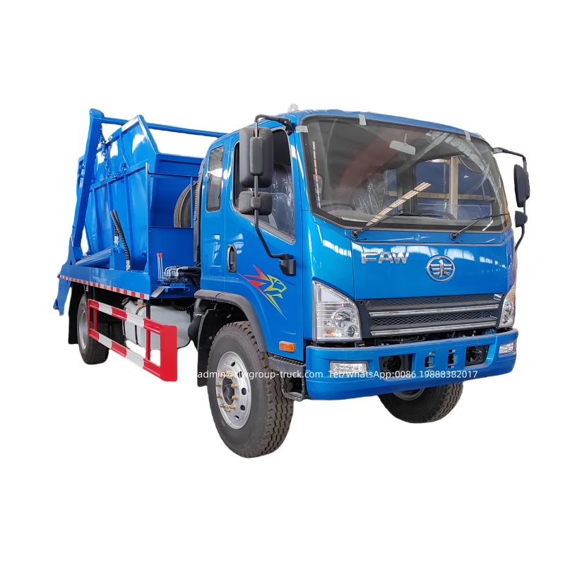 FAW 8tons skip bin lift hydraulic arms rear loader garbage truck