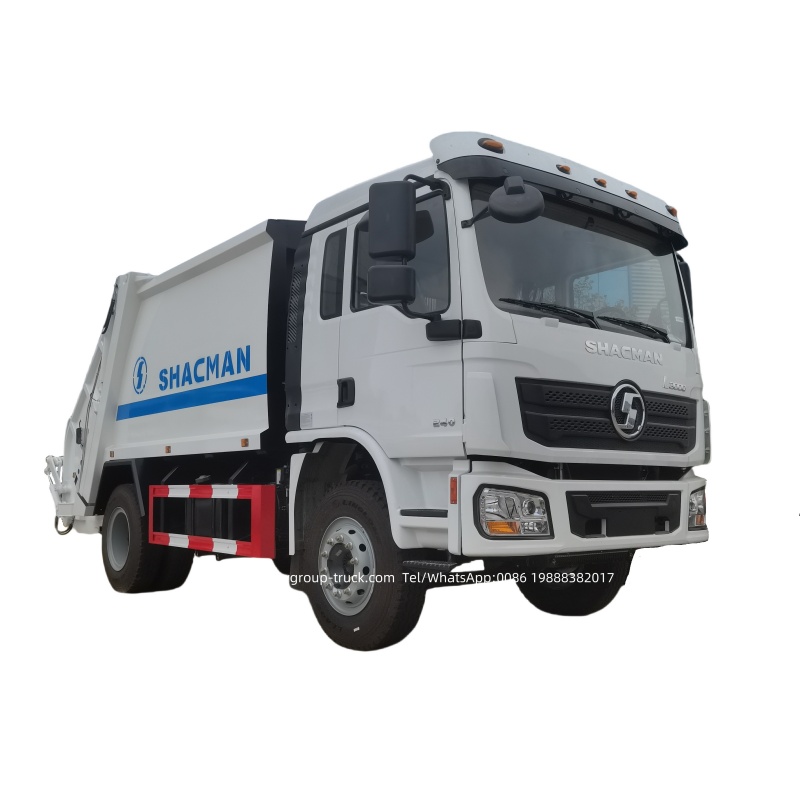 Shacman 4x2 rear loading rubbish bin trash compactor truck dimension
