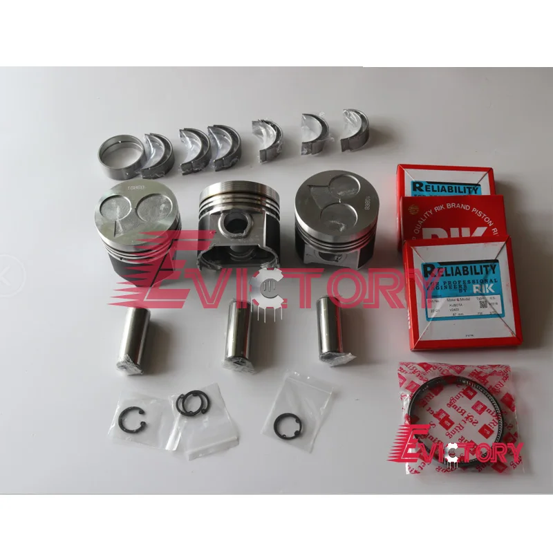 For KUBOTA D1703 overhaul rebuild kit piston ring gasket bearing + water pump,Pistons, Rings ...