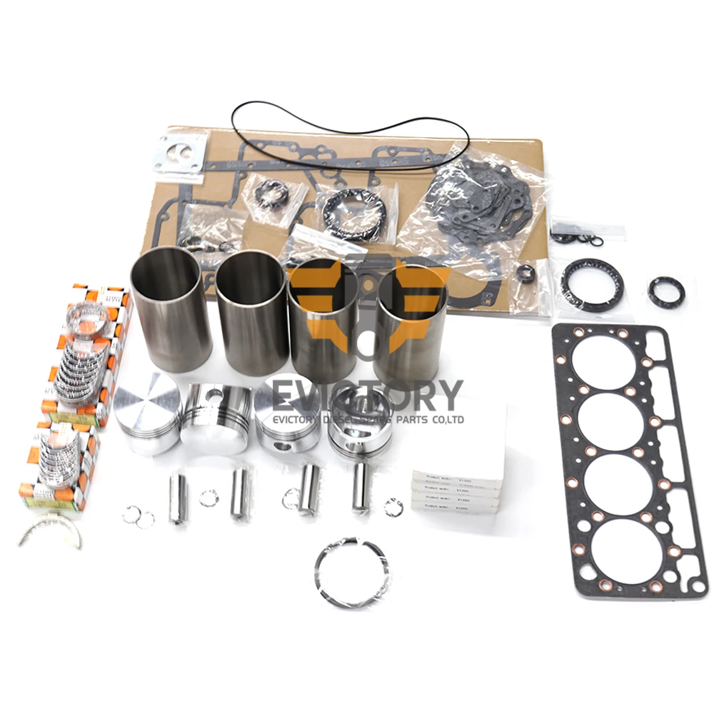For kubota V1200 overhaul rebuild kit piston gasket bearing +valve ...