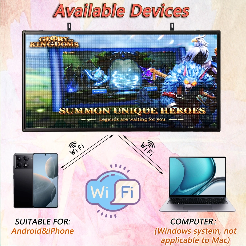 P5MM Programmable LED Sign 65" x 33.5" for Outdoor LED Display WiFi+USB ...