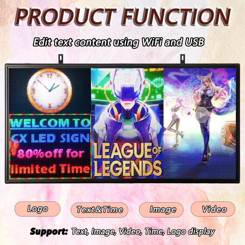 P5MM Programmable LED Sign 65" x 33.5" for Outdoor LED Display WiFi+USB ...