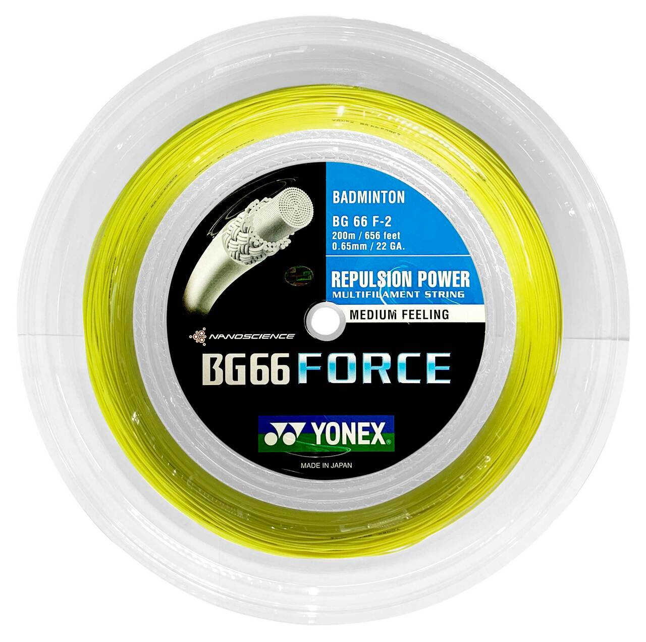 YONEX STRING BG66 Force Yellow (200m Coil)