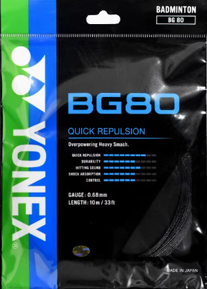 YONEX STRING BG80 Black Single Package 10M