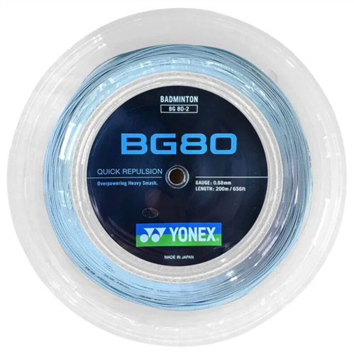 YONEX STRING BG80 Sky Blue (200m Coil)