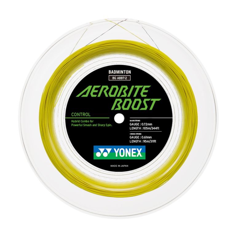 YONEX STRING AeroBite Boost Dark Grey/Yellow B/String (200m Coil)