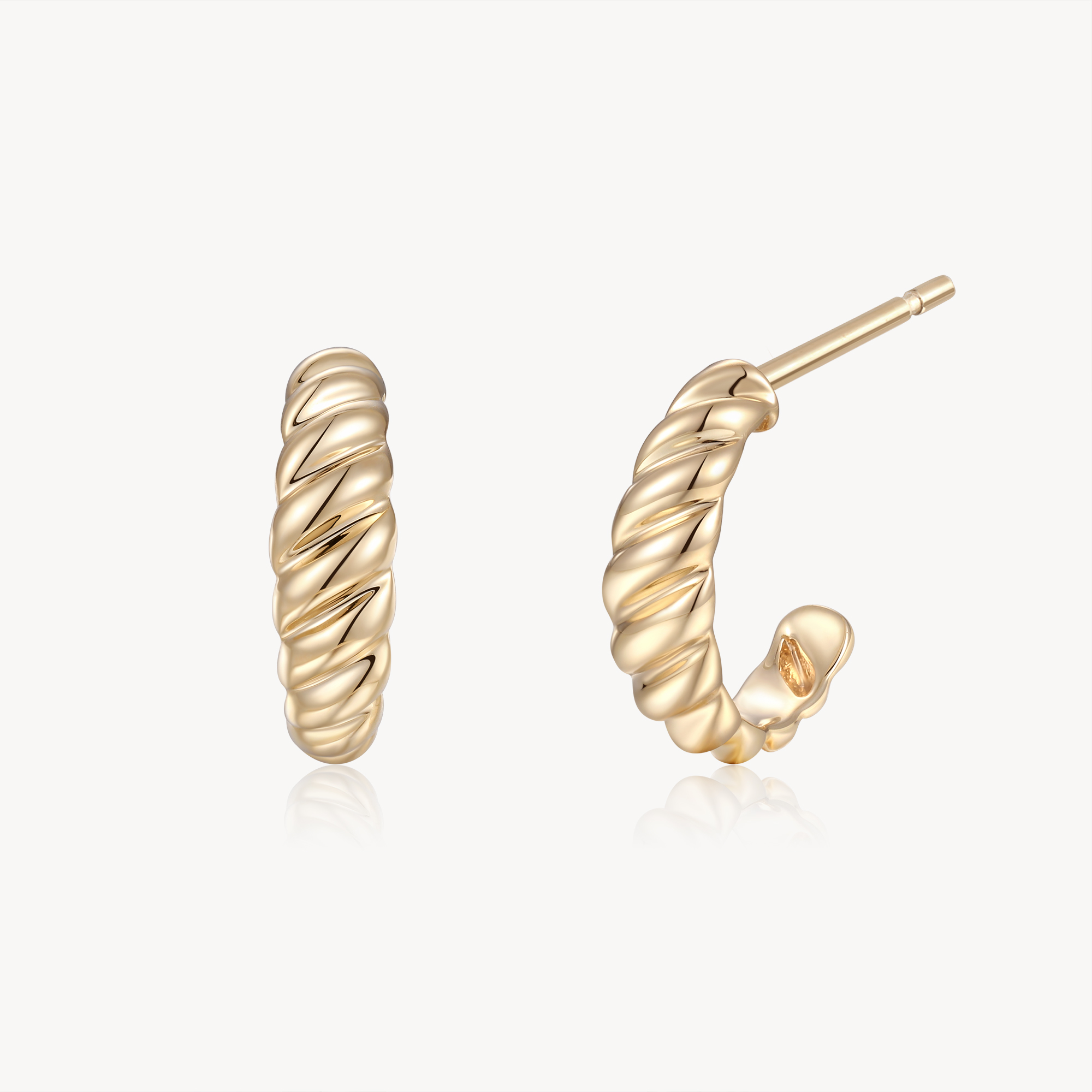 14K Cable Half Hoop Earring（Single）