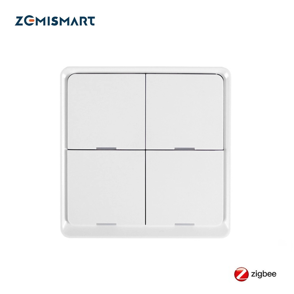 Zemismart 4 Gang Tuya Zigbee Wireless Switch Zigbee 3.0 Sticker Battery ...